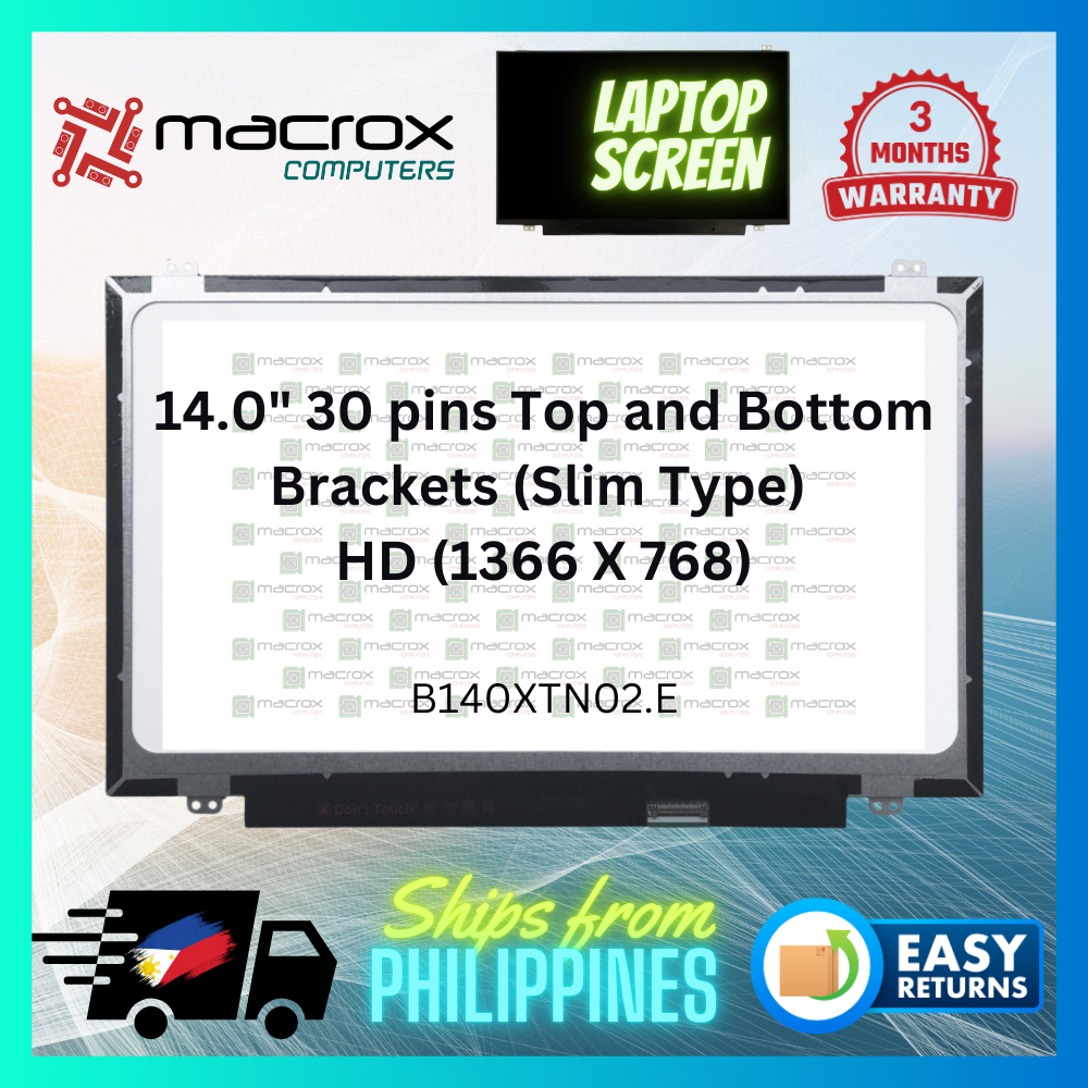 Laptop Screen 14.0" 30 pins Top / Bottom Brackets (Slim Type) HD (1366 ...