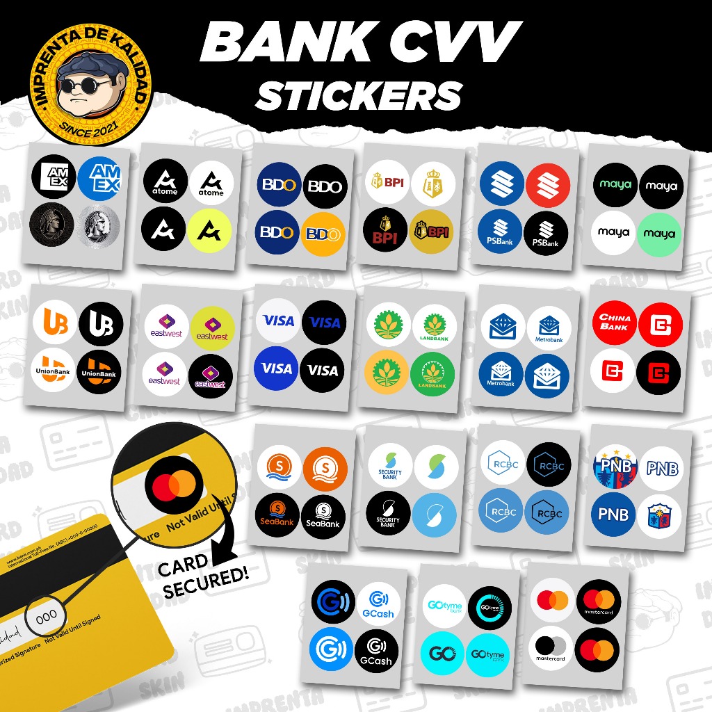 4pcs BANK CVV Stickers for ATM or Credit Card - Holographic Laminated ...