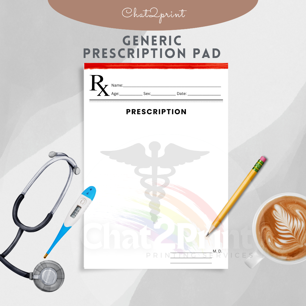Generic Prescription Pad | Rx Prescription | Pad | Med Cert. Pad ...