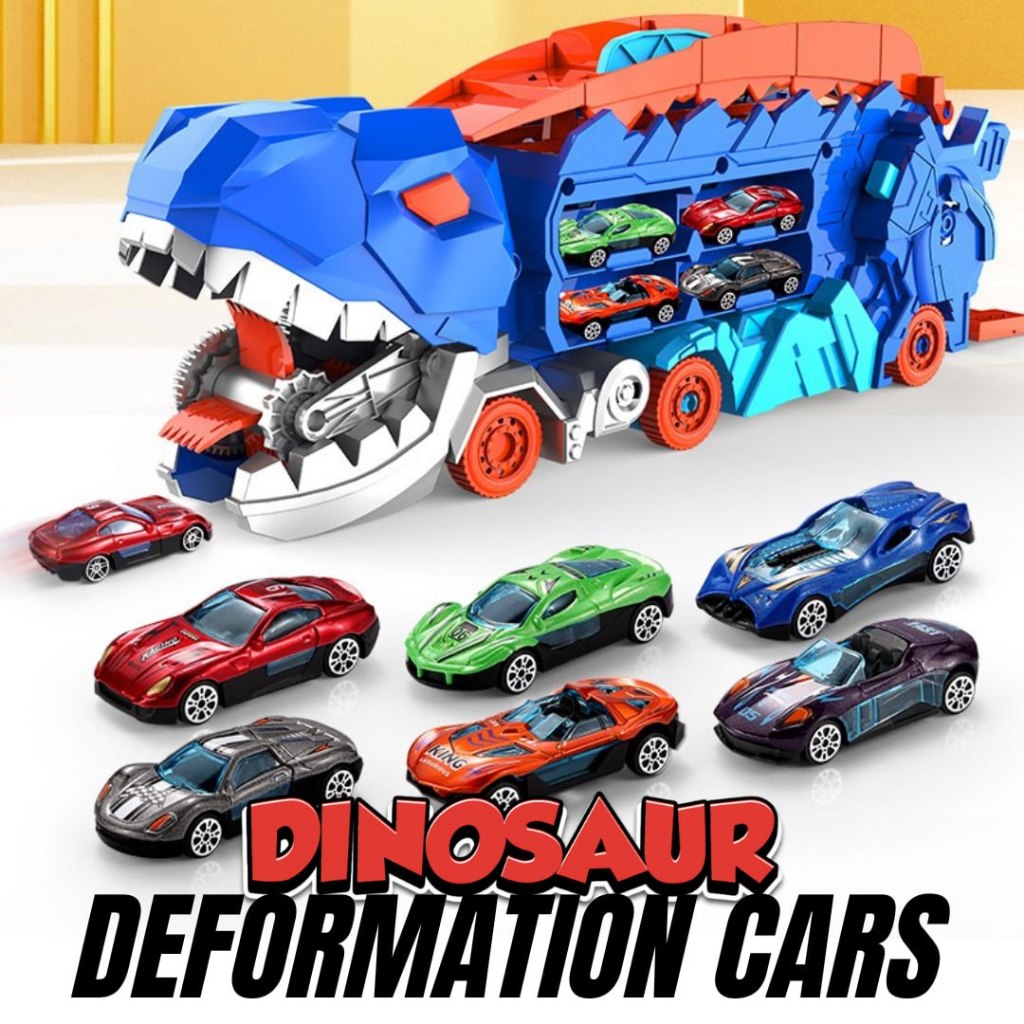BYJ Dinosaur Deformation Cars Ages 3+ Ramp and Storage Toy Car for Kids ...