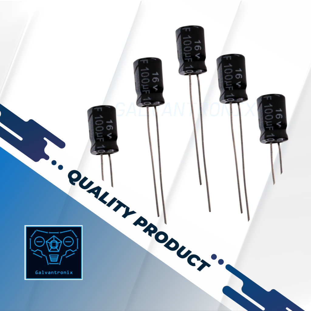 5pcs 100uF 16V Aluminum Electrolytic Capacitor 100 uF DC | Shopee ...