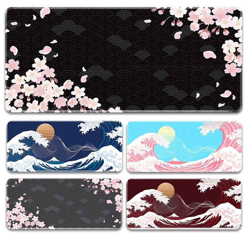 Ocean Wave & Peach Blossom Cloud Pattern Mouse Pad (800x300mm) | Shopee ...