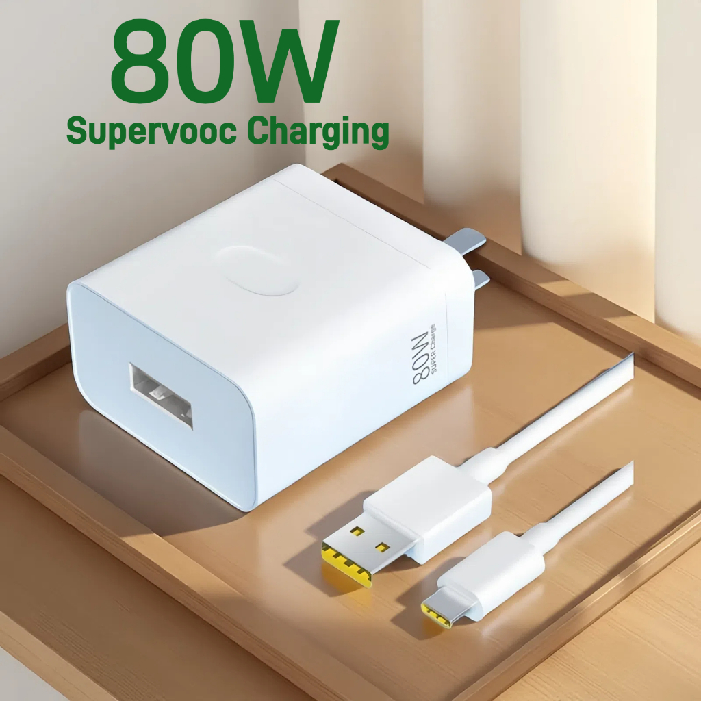 80W Super Vooc Charger With Type-C Cable Micro Usb Data Cable Flash ...