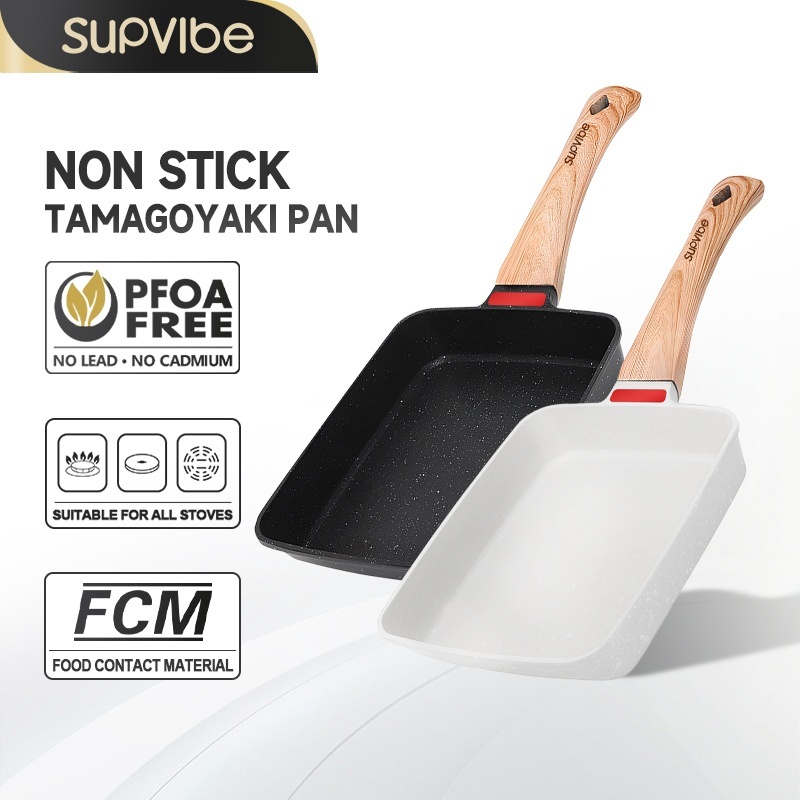 SUPVIBE Non Stick Japanese Tamagoyaki Pan Flat Frying Pan Egg Pan ...