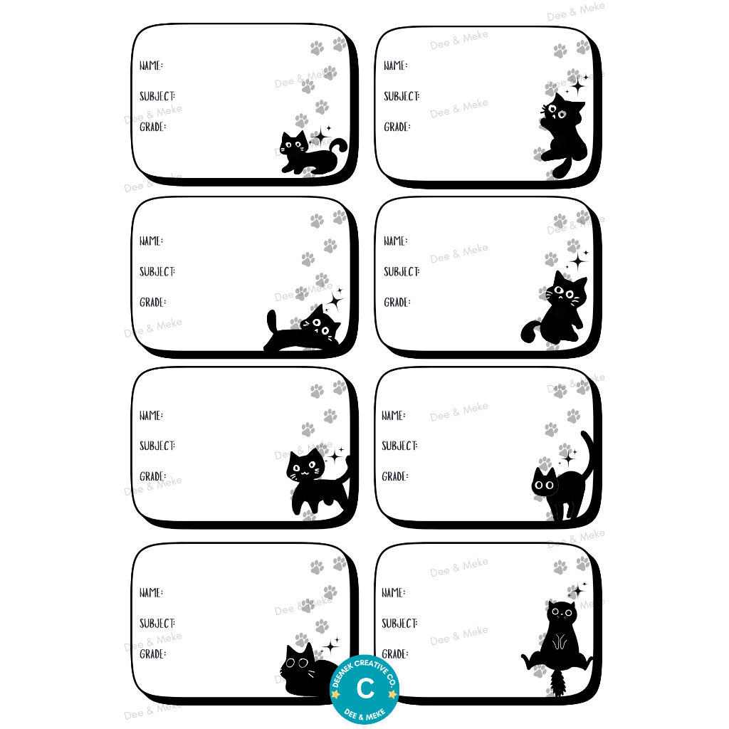 CAT NAME STICKER LABEL Notebooks | Shopee Philippines