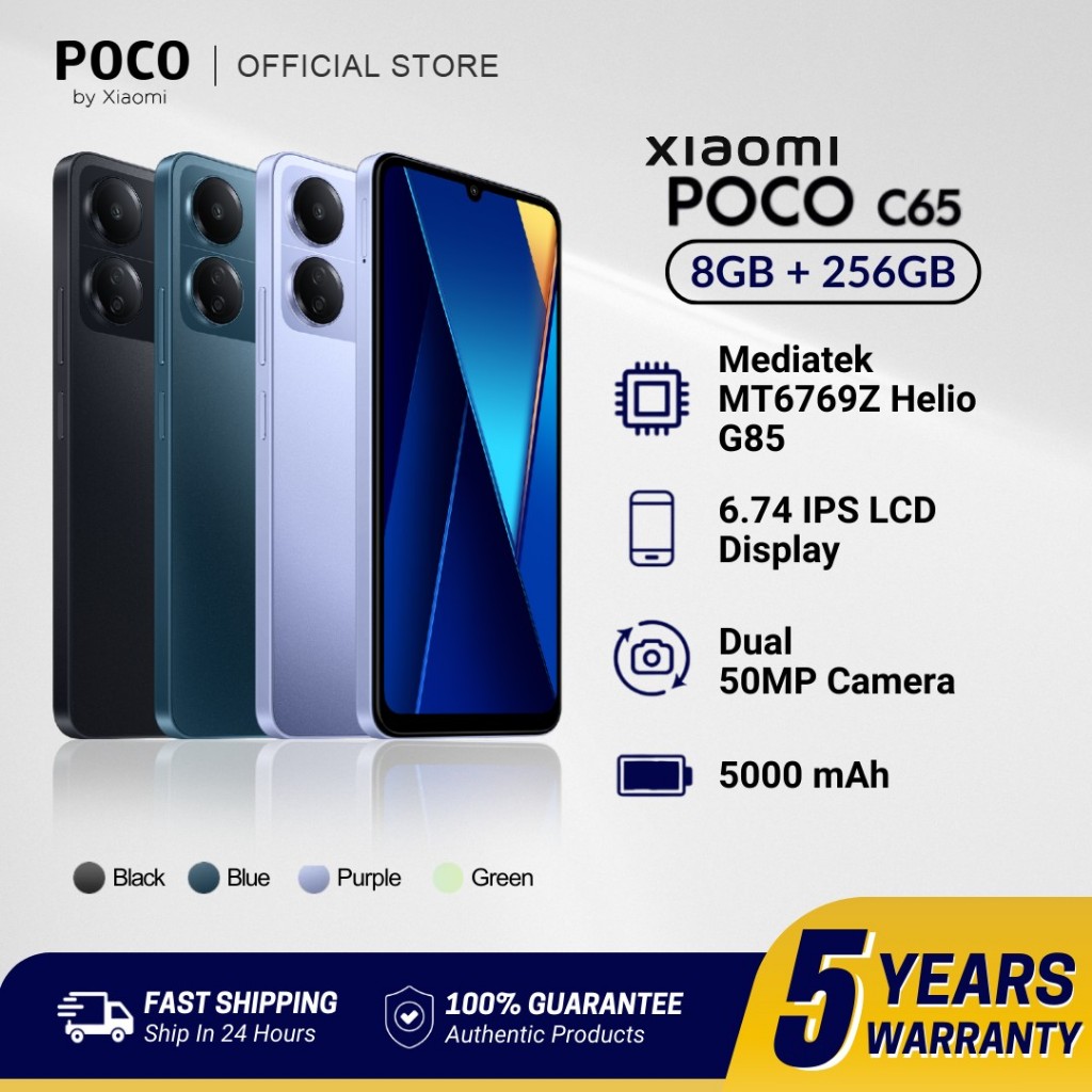 Xiaomi POCO C65 Smartphone| 8GB+256GB| 50MP Triple AI Camera| 6.74inch Display| 90Hz Smooth Play ...