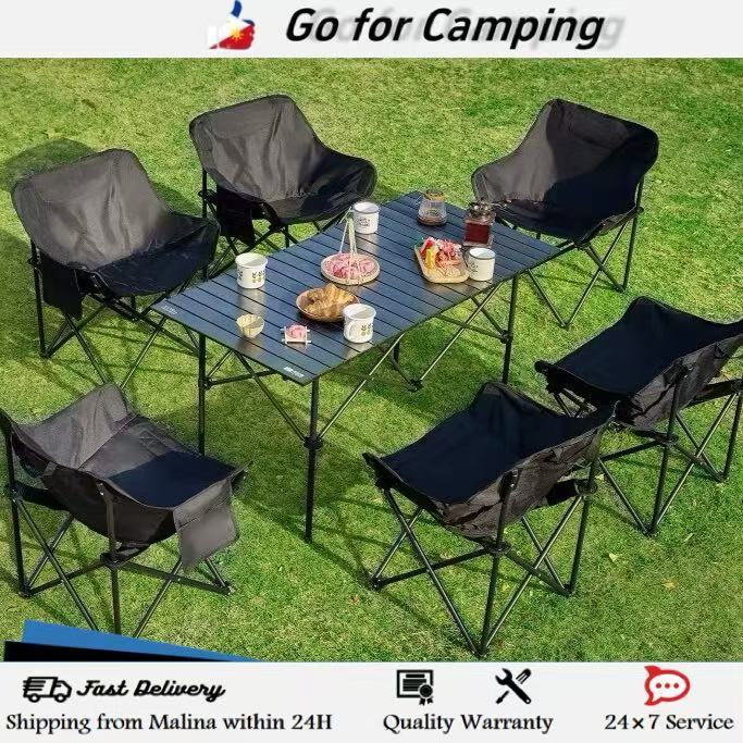 Foldable Camping Chair & Table Set Portable 2-6 People for Outdoor ...