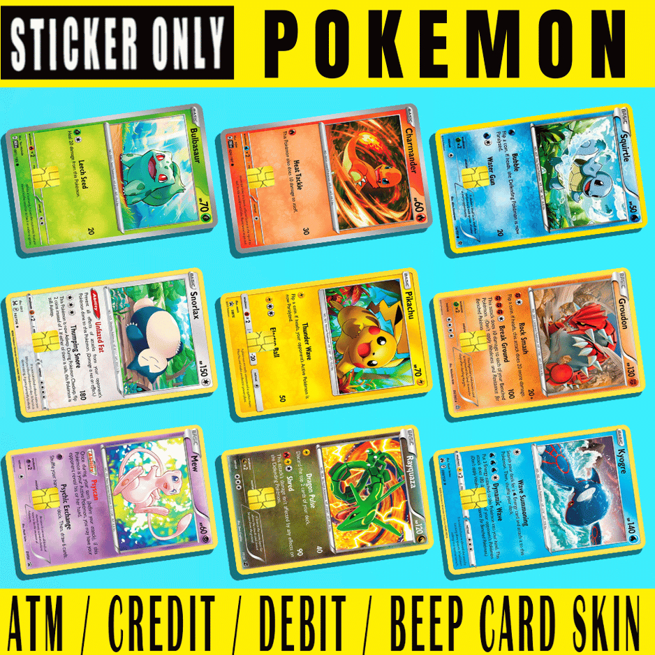 POKEMON CARDS - (SKIN CARD STICKER) ATM/CREDIT/DEBIT/BEEP (SKIN CARD ...
