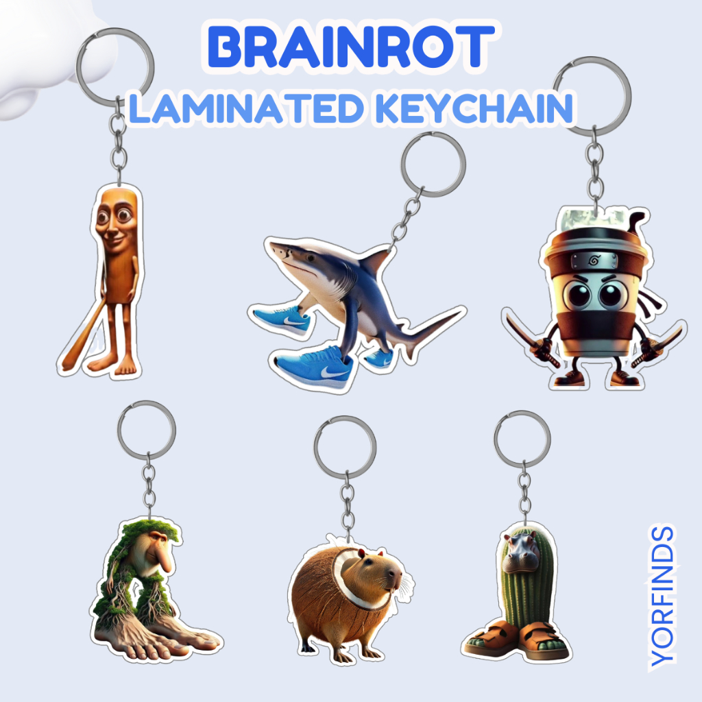 Brainrot Laminated Keychain (Tralalero Tralala) - Adorable Mini ...