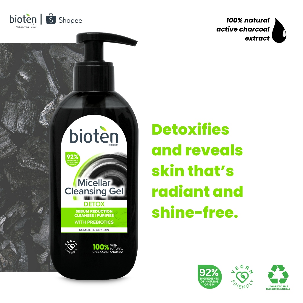 Bioten Detox Cleansing Gel Charcoal 200ml | Shopee Philippines
