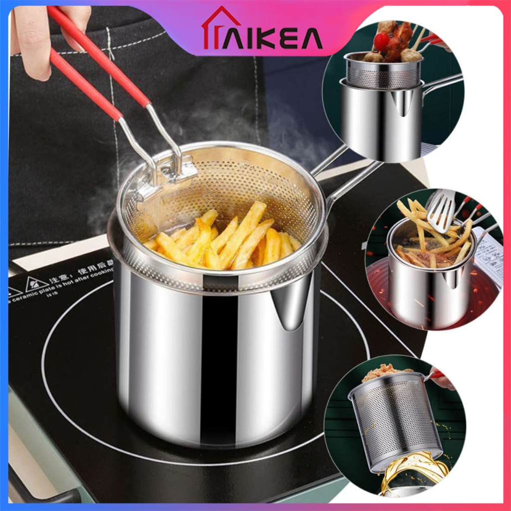 304 Oil Stainless Deep Fryer Pot Universal With Basket Fryer Pan Saving ...