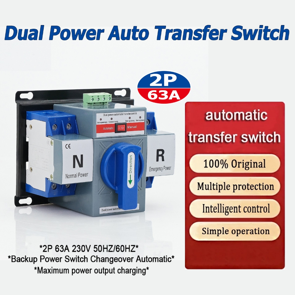 ATS 2P 63A 230V Micro Circuit Breaker Dual Power Automatic transfer switch Auto switch (MCB ...