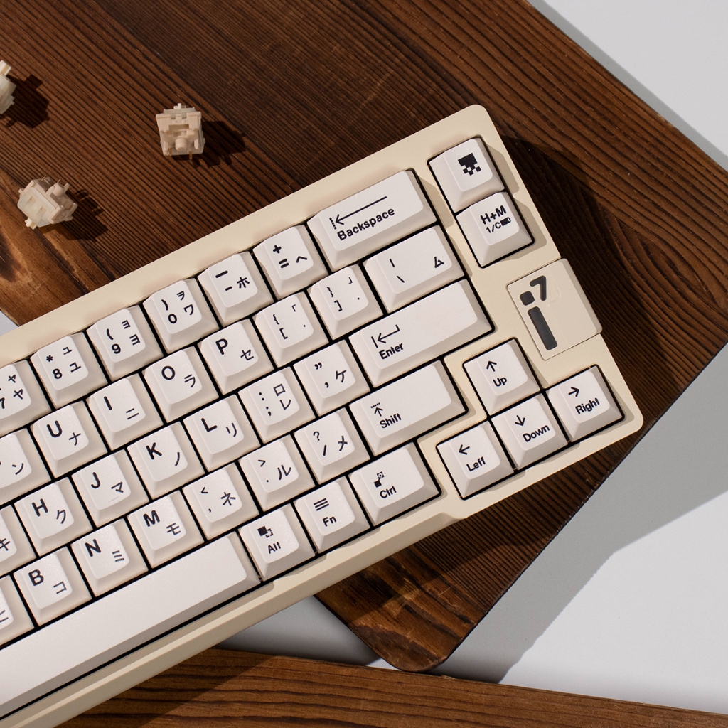 Minimalist Cream White WOB keycap Japanese Katakana Cherry 1.7mm PBT ...