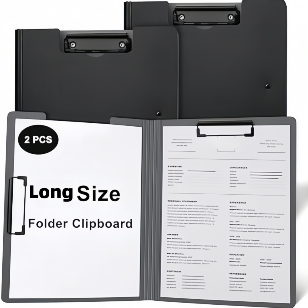 2Pcs Foldable Clipboard Long with Cover Document File Folder with Metal ...