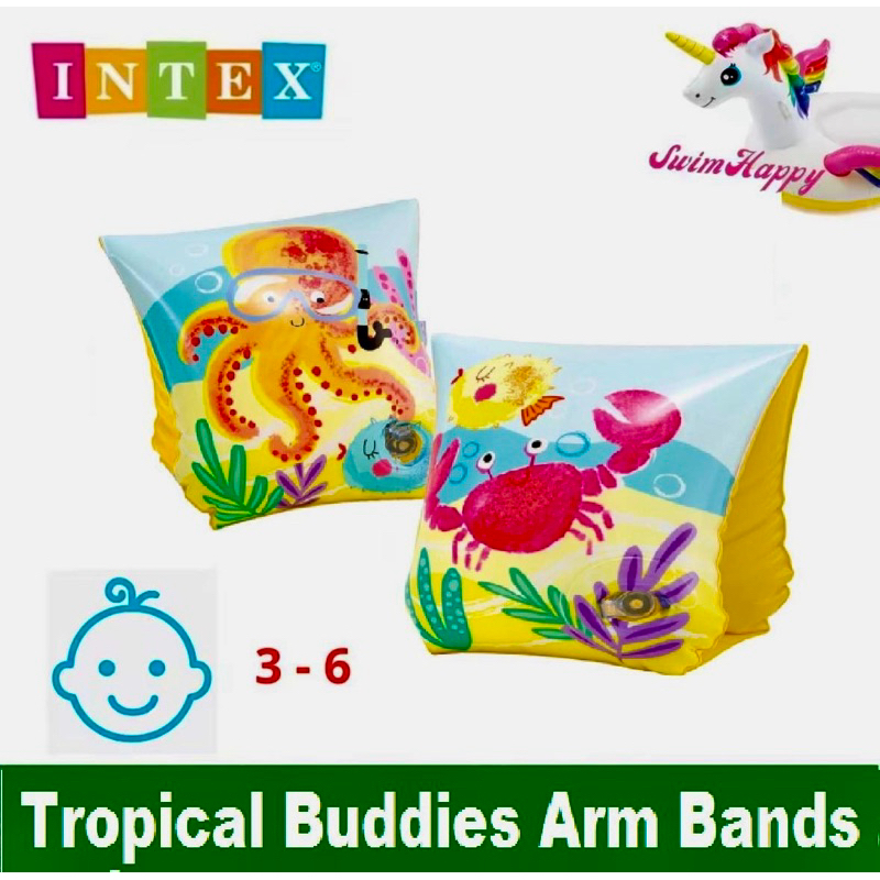 SwimHappy (AGES 3-6) INTEX Kids Swimming Trainer Swim Pool Float Arm ...
