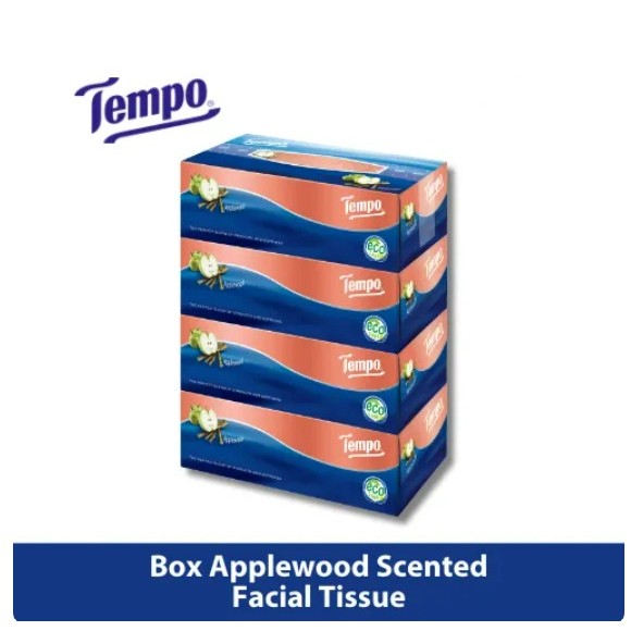 Tempo Box Applewood Scented Facial Tissue (3-Ply, 4 Boxes x 86 Sheets ...