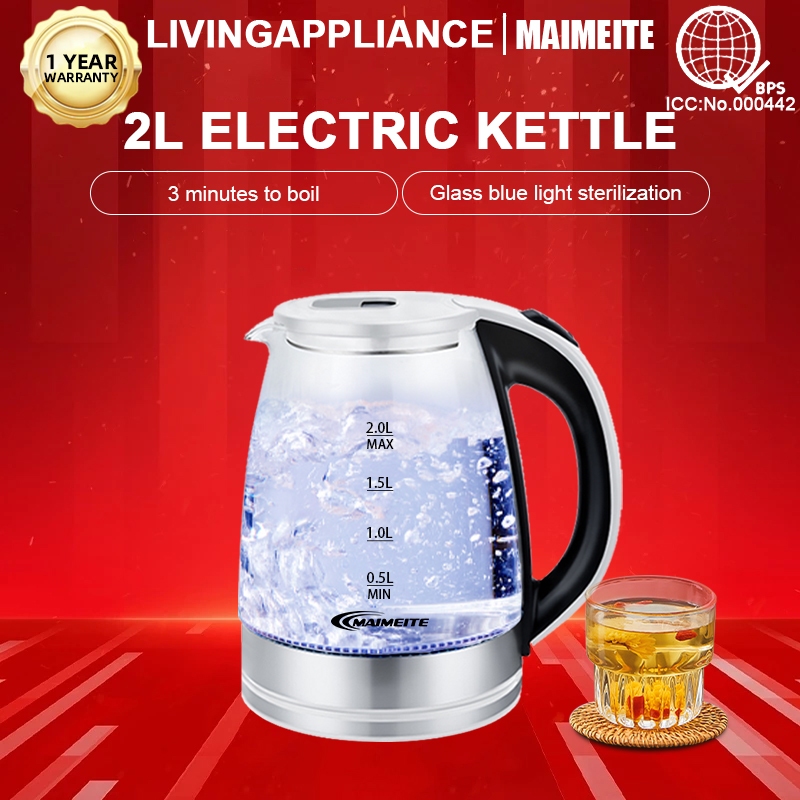 MAIMEITE Electric Kettle 2L Capacity Glass Material Household Water ...