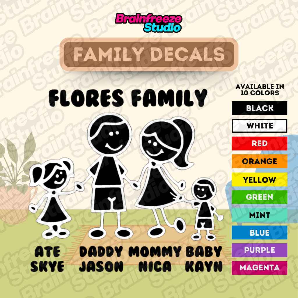 Family Car Sticker Decal Stick Figure Profession Job Decals Waterproof ...