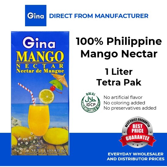 Gina Mango Nectar Juice 1 Liter – in Tetra Pak Package, Sweet Tropical ...
