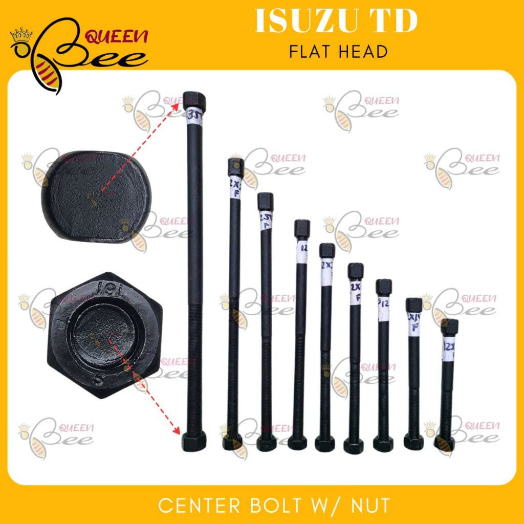 QUEEN BEE Isuzu TD CENTER BOLT WITH NUT Flat Head SIZES AVAILABLE ...