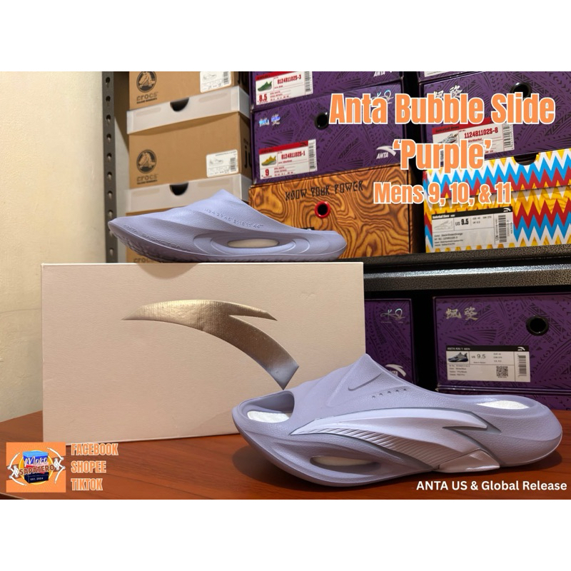 USA Anta Bubble Slide Purple US 9/9.5 & 11/12(Imported from Anta USA ...