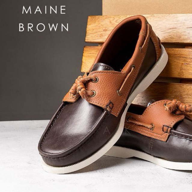 Ilakad Maine Brown Boat Shoes Leather Mens Topsider Leather Shoes ...