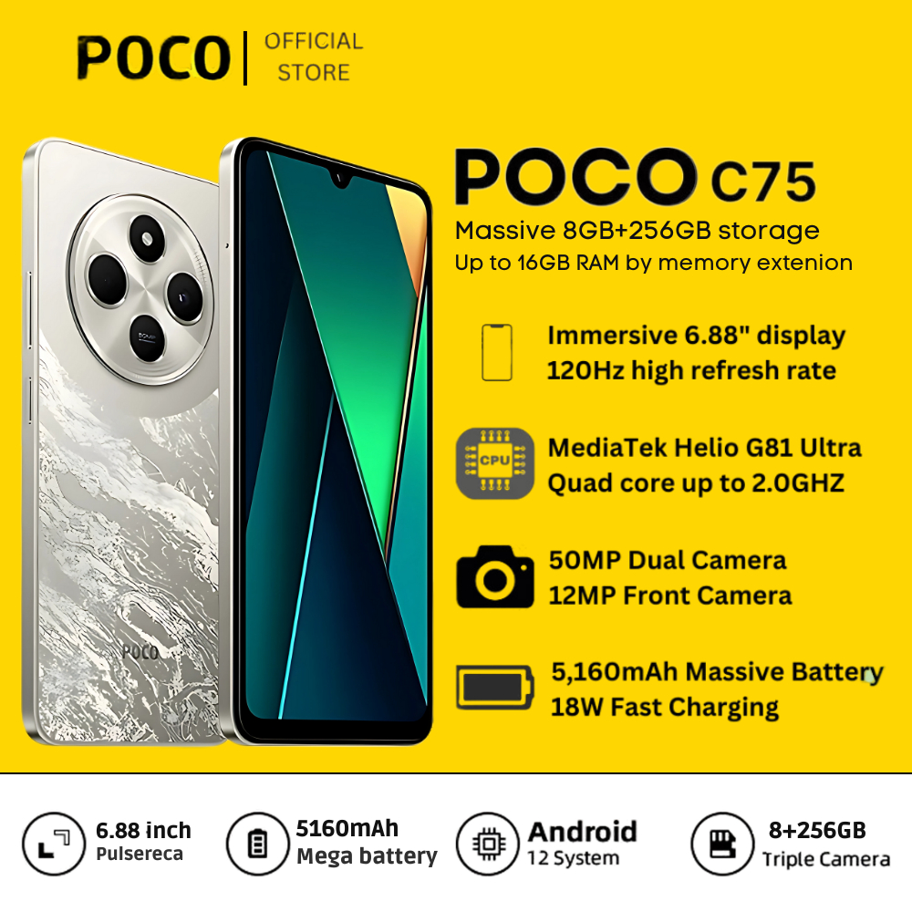 Poco C75 5G | Smartphone | 8GB RAM+256GB ROM | 50MP Camera | 90Hz 6.88 ...