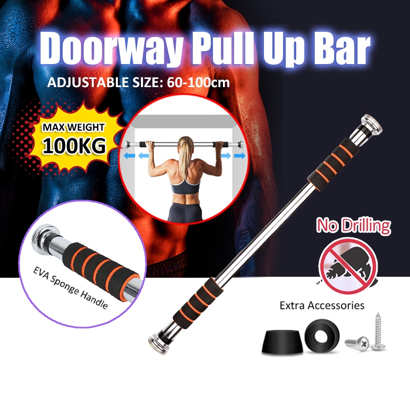 200KG Adjustable Gym Bar DoorWay Pull Up Bar Thicken Pull Ups Bar Wall ...