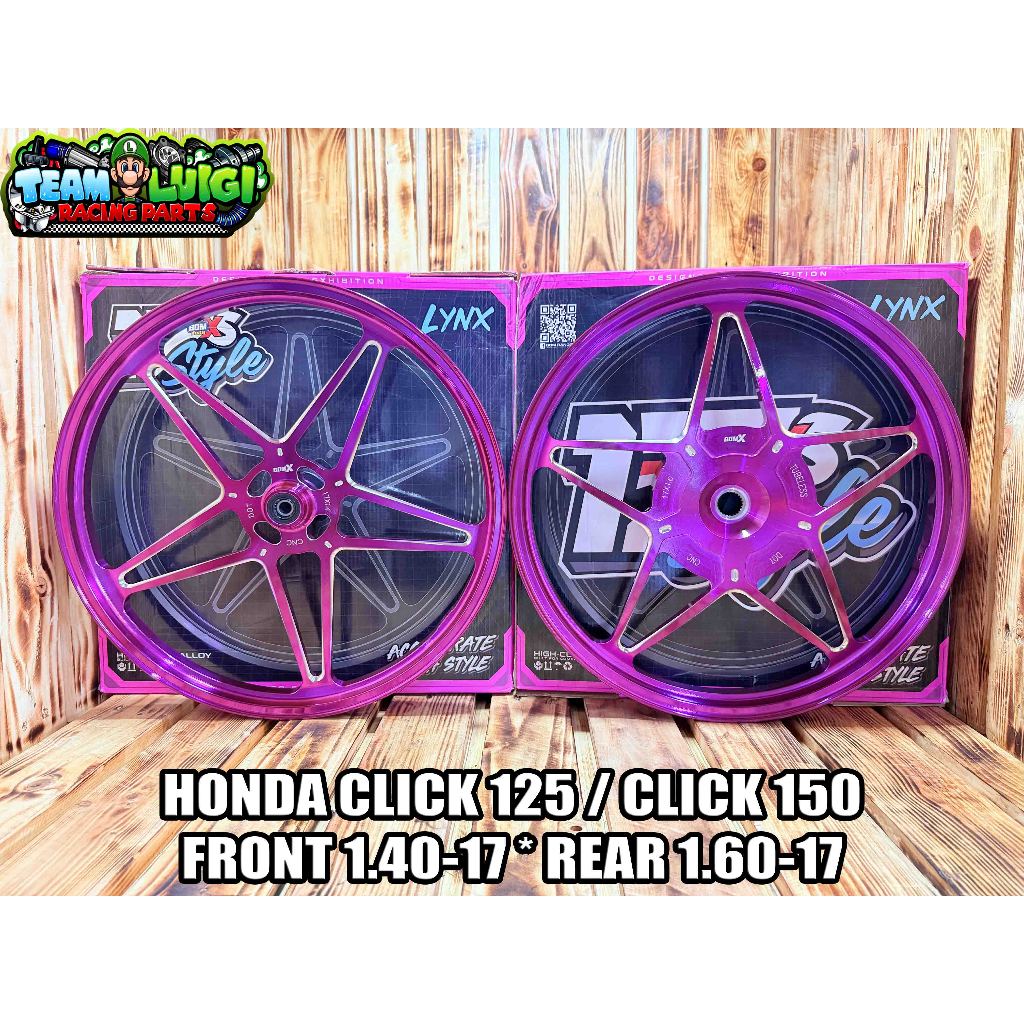 BOM X 17's STYLE LYNX (STAR) CNC MAGS 17s 5 SPOKES HONDA CLICK 125 ...