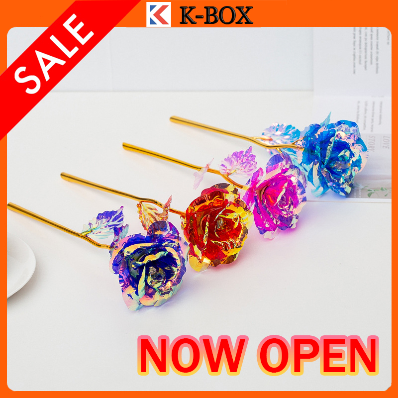 【Glowing Rose】Artificial flower Flash Rose Gold foil flowers colorful ...