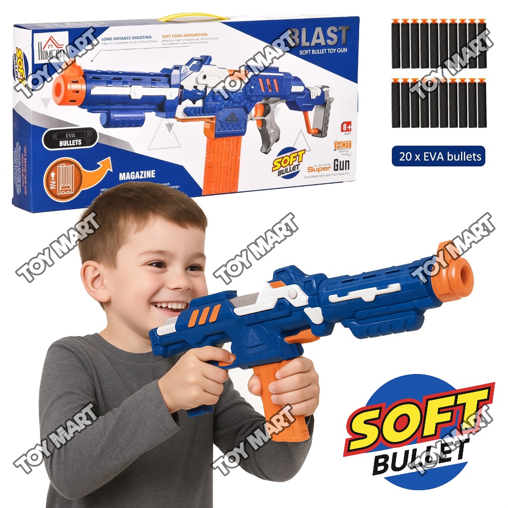 BLAST Stryfe Soft Bullet Blaster Long Range Foam Dart Toy Gun for Kids ...