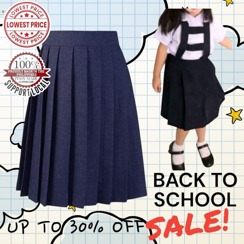 School Uniform Skirt/Palda for kids girl (size 35 to 75) Plain | Shopee ...