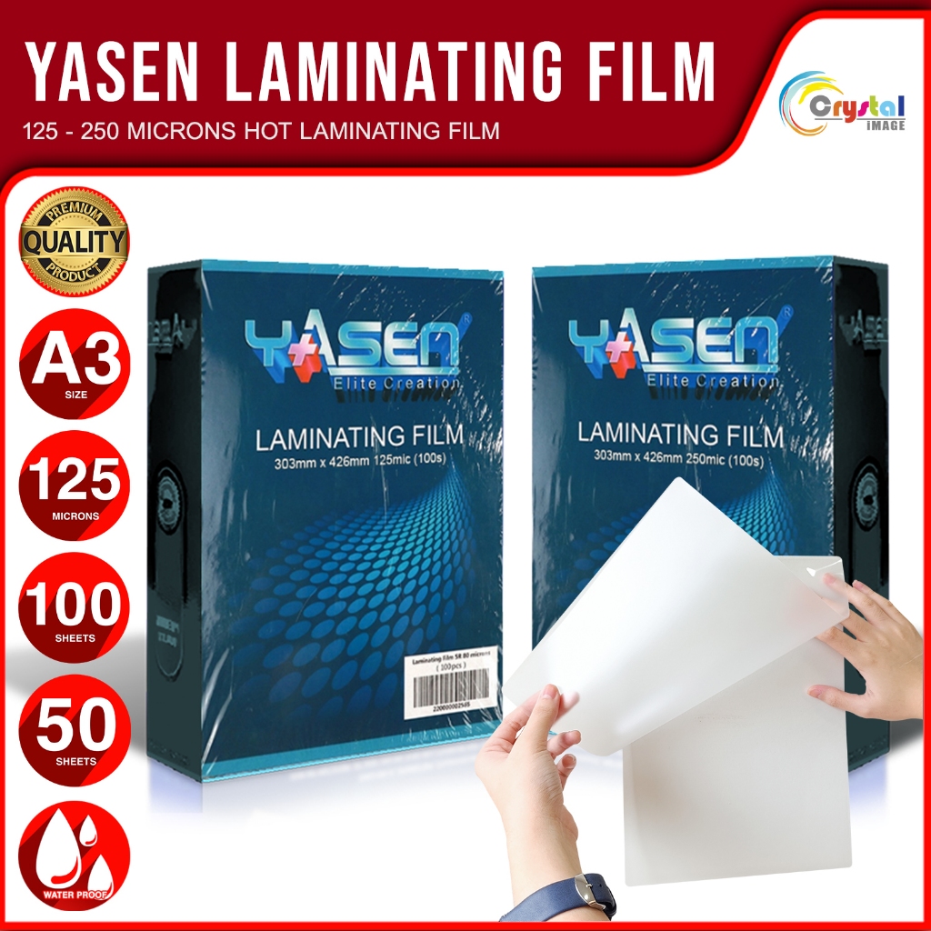 Yasen Laminating Film A3 Size 125Microns (100's) / 250 microns (50's) | Shopee Philippines