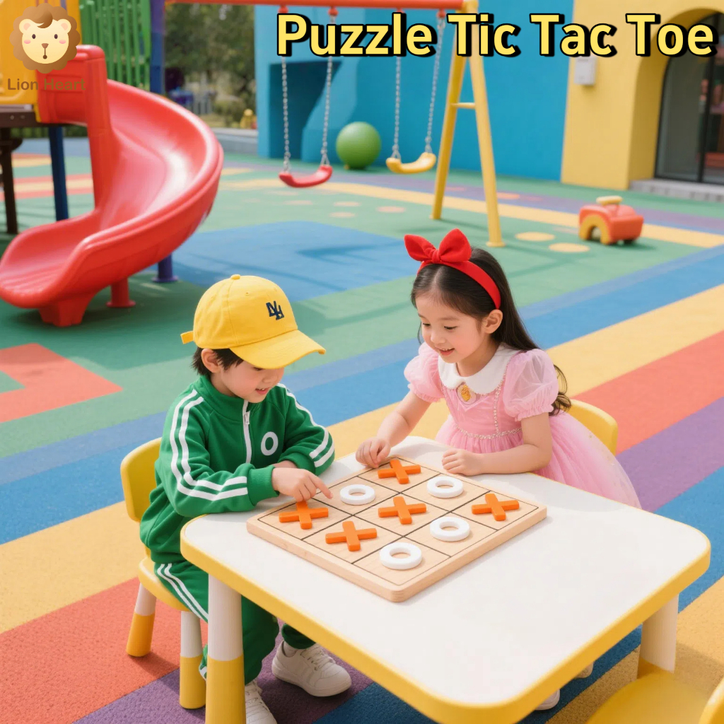 Lion Tic Tac Toe XO Wooden Board Games Desk Toys Classical Family ...
