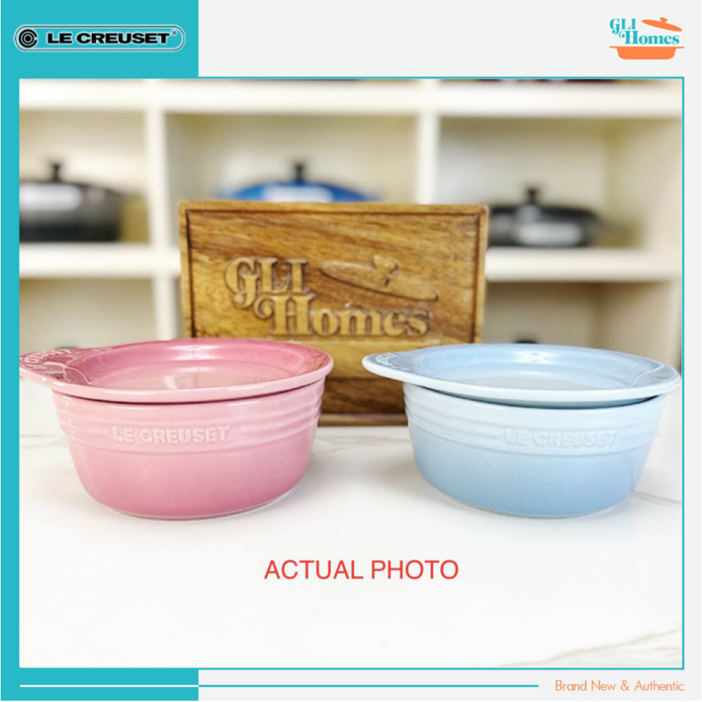 Le Creuset Authentic Stoneware Plate on Dish Bowl (Coastal Blue, Rose ...