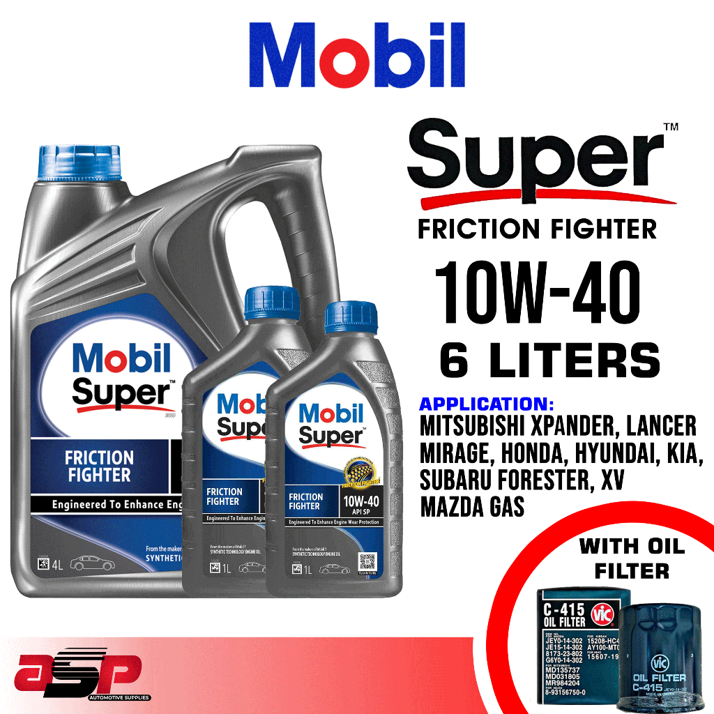 Mobil Super Friction Fighter 10W-40 Oil 6 Liters for Xpander, Mirage ...