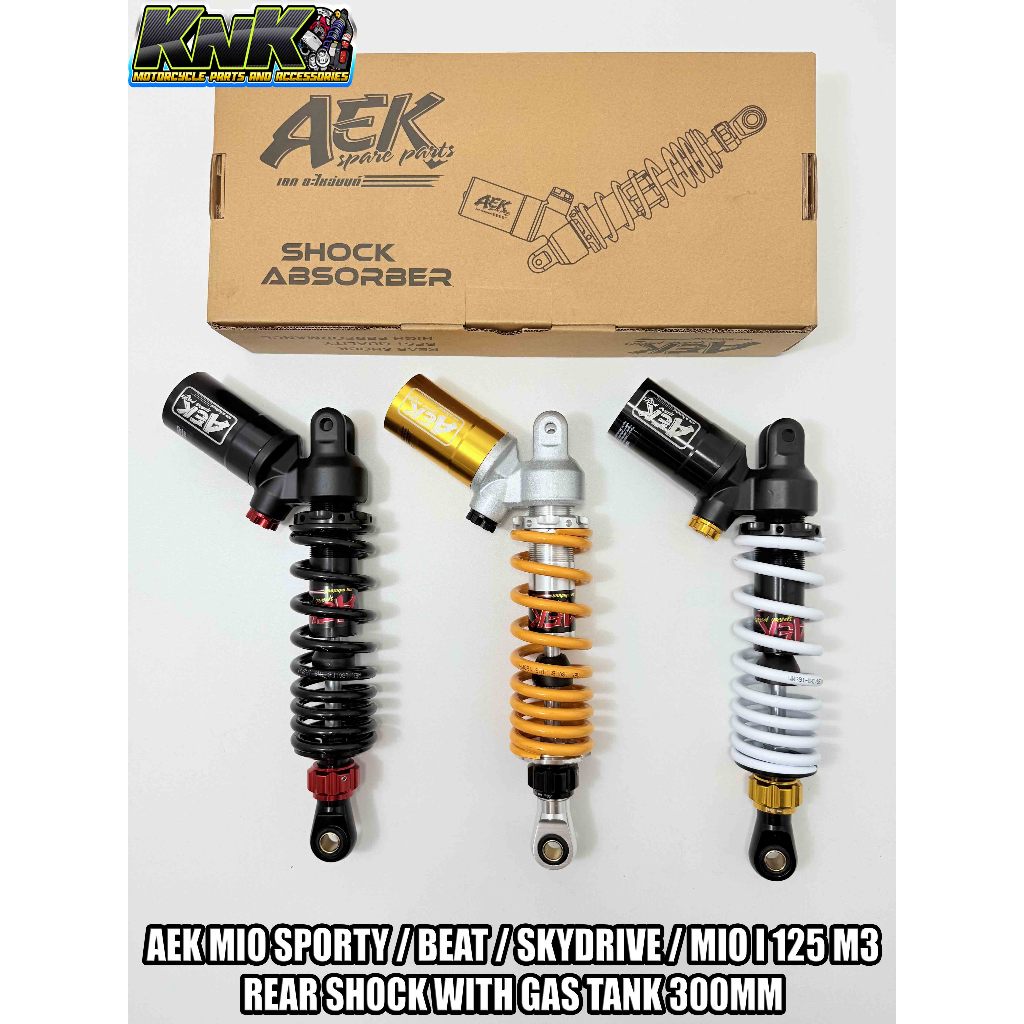 AEK REAR SHOCK ABSORBER W/ GAS TANK 300MM FOR MIO / BEAT / SKYDRIVE / CLICK 100% THAILOOK ...