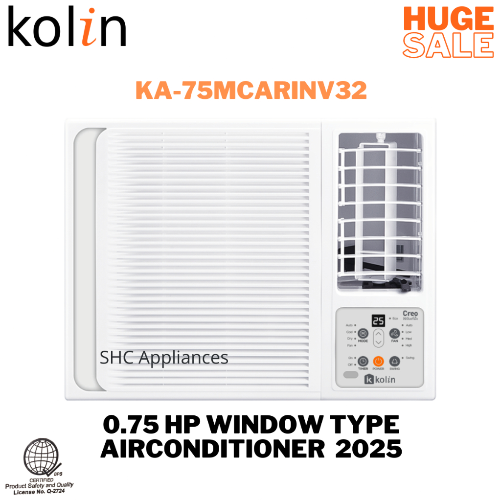 Kolin FULL INVERTER KA75MCARINV32 0.75 HP Window Type Airconditioner ...