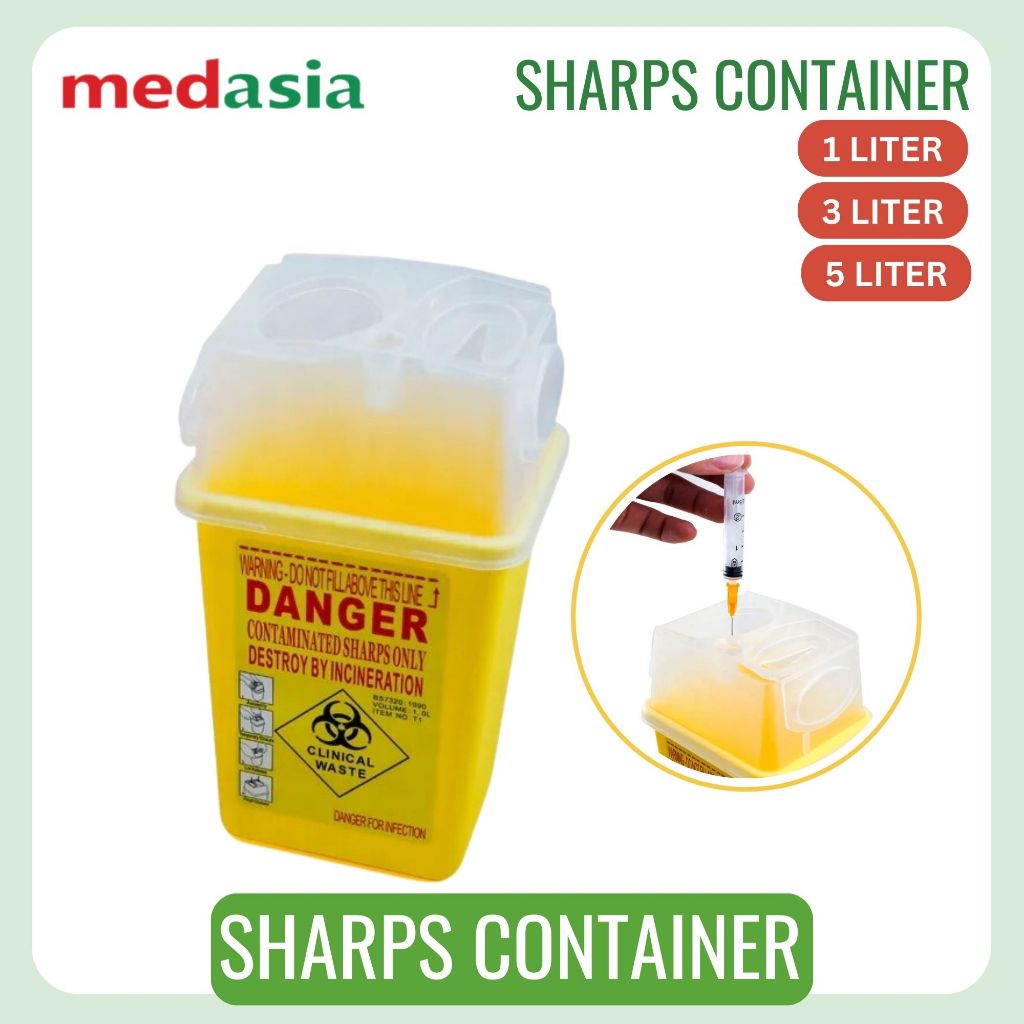 Surgitech 1L, 3L & 5L Medical Plastic Sharps Container Disposal Waste Box | Shopee Philippines