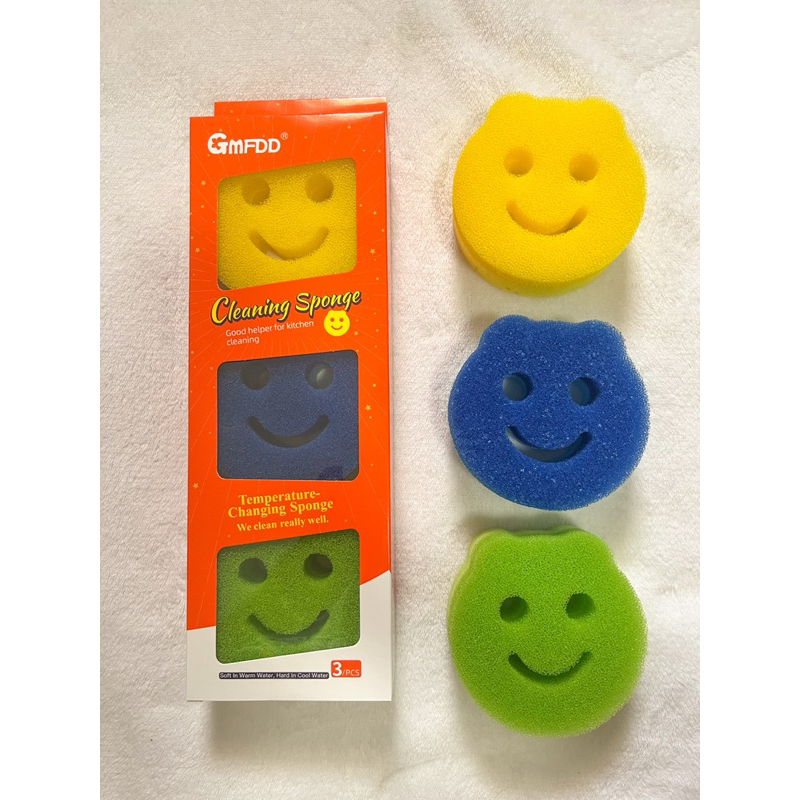 3pc set Scrub Daddy Smiley Face Kitchen Sponge Dishwashing Scrub Pot ...