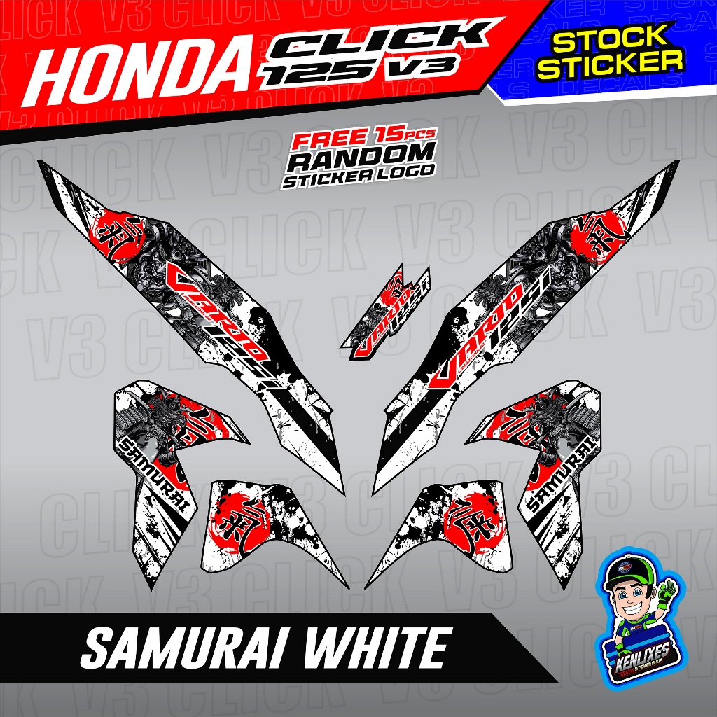 Honda Click 125 v3 Stock Decals Sticker SAMURAI Edition | Shopee ...