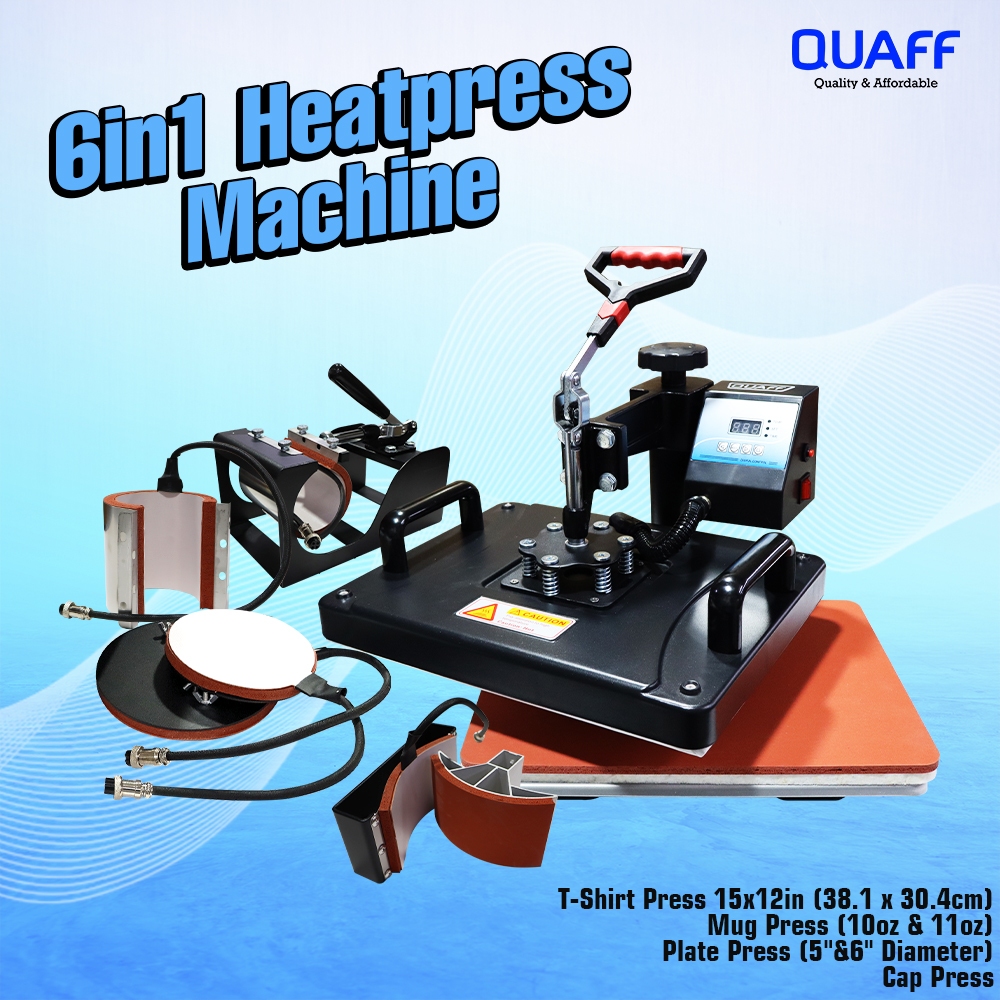 QUAFF 6 in 1 Combo Heat Press Machine Flatbed Mug Plate Cap Press ...