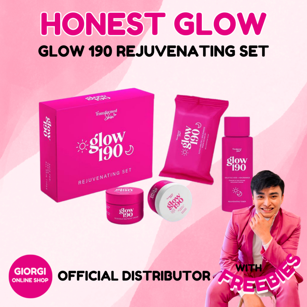 Glow 190 Rejuvenating Set by Honest Glow 4 in 1 GLowing Moisturizing Clarify Skin | Shopee ...