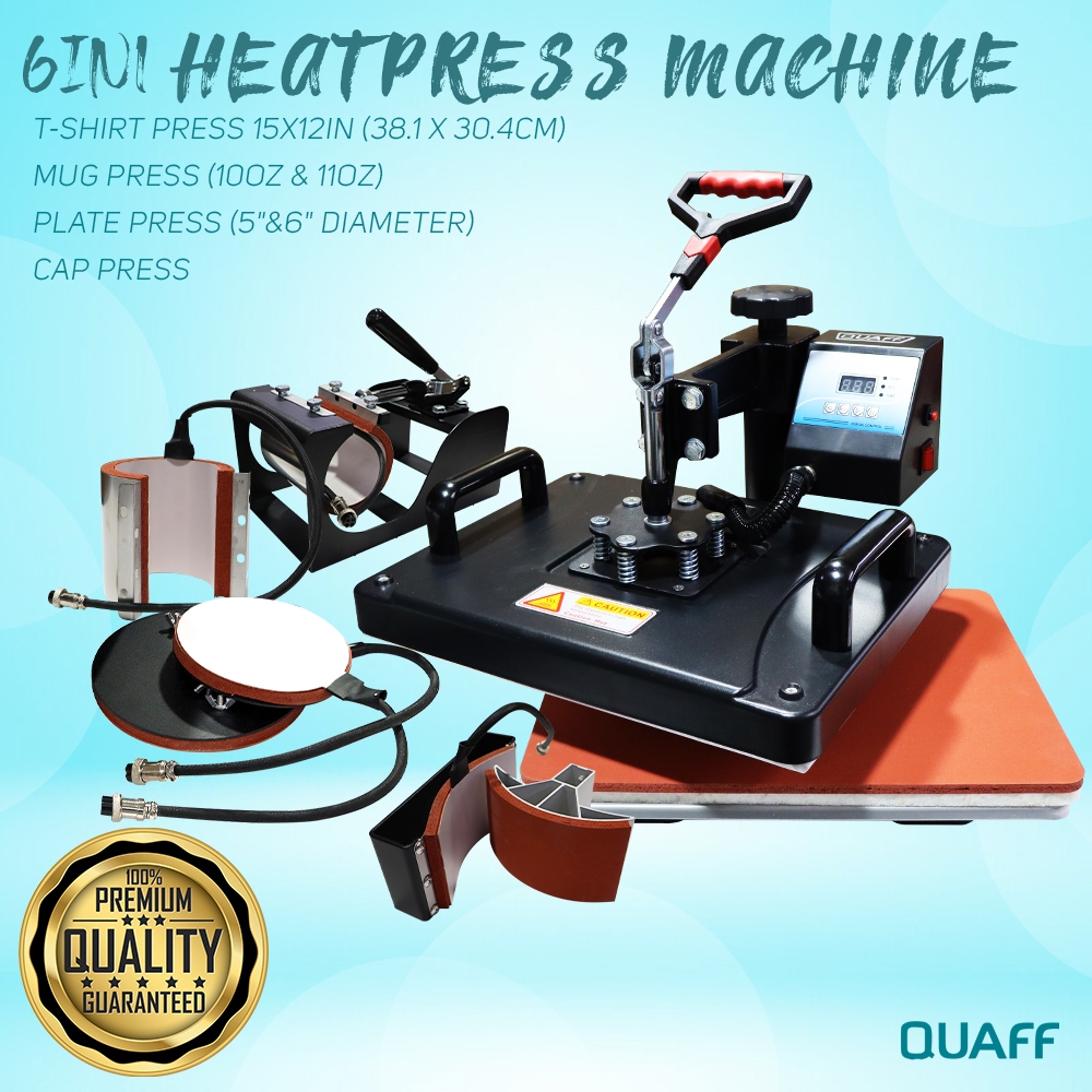 Quaff 6-in-1 Heat Press Machine Flatbed, Mugs, Caps, Plate Press in 1 ...
