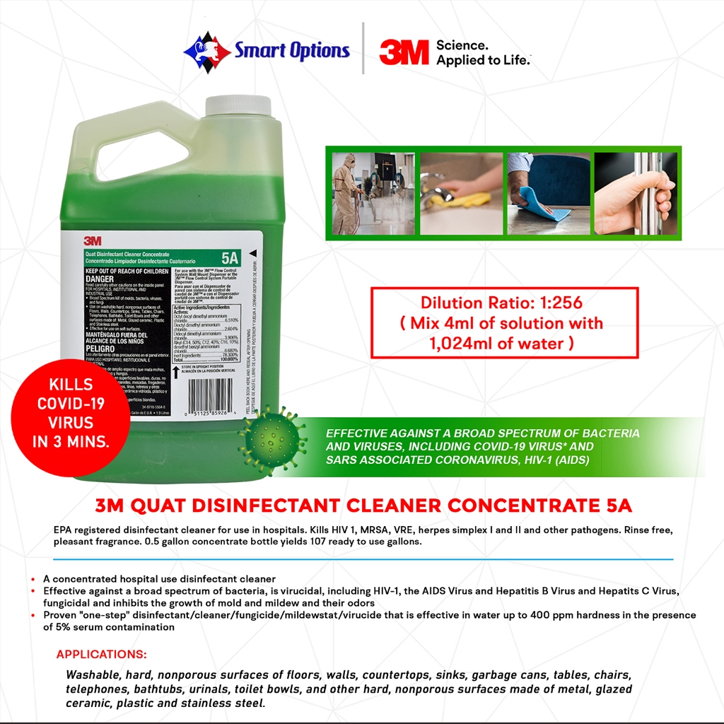 3M QUAT DISIFECTANT CLEANER CONCENTRATE 1.9LITERS/0.5GAL | Shopee ...
