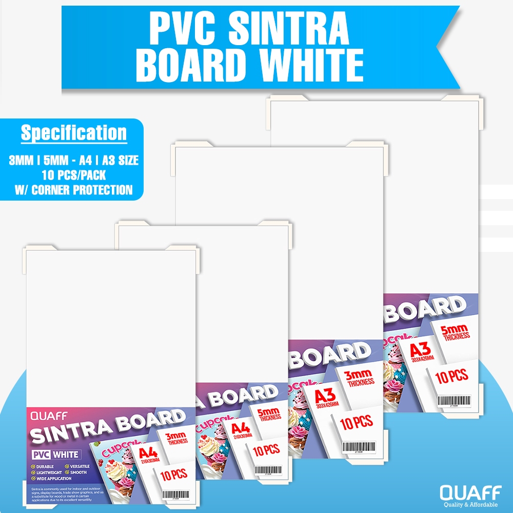 3mm/5mm QUAFF PVC Sintra Board White With Corner Protection A4 | A3 Size (10pcs) | Shopee ...