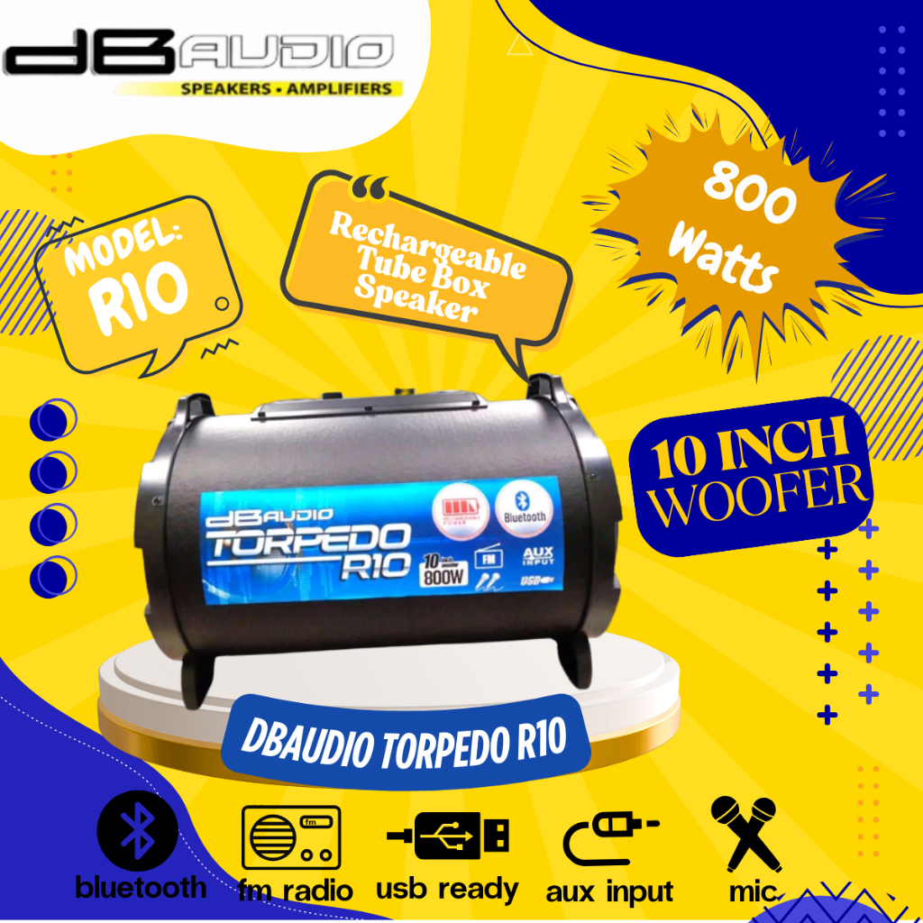 MEO DBAudio Torpedo R10 10" Woofer 800w Rechargeable Power Bluetooth ...