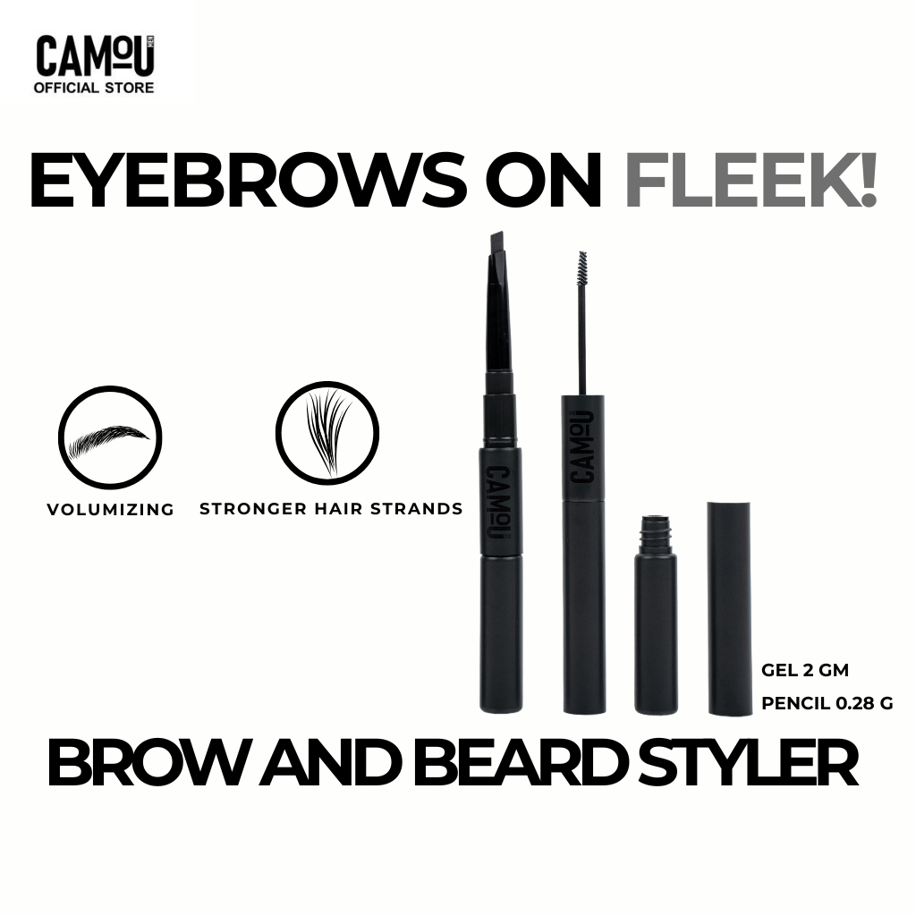 Camou Brow and Beard Styler Duo Clear Gel & Gray Pencil | Shopee ...