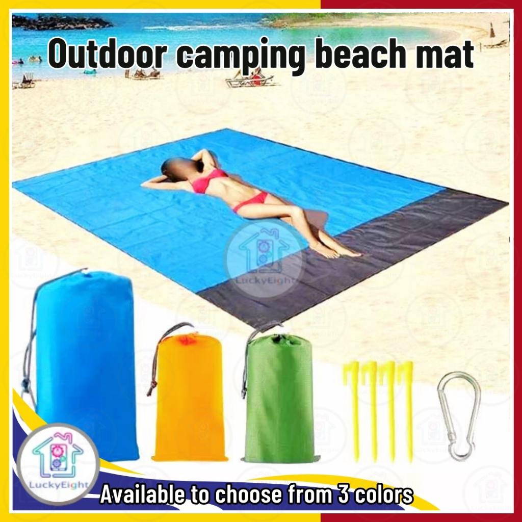 Polyester Picnic Blanket Pocket Mat Waterproof Plaid Outdoor Beach ...