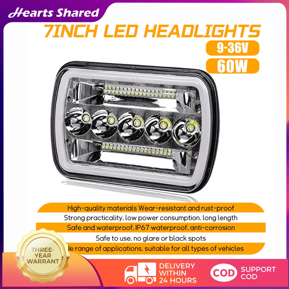 Jeep Headlight 9V-36V 5x7 LED Car Headlight Jeepney Accessories 150W ...